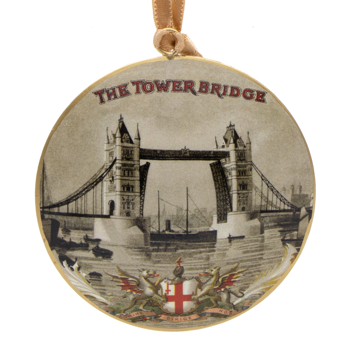 Vintage Tower Bridge Round Metal Christmas Decoration